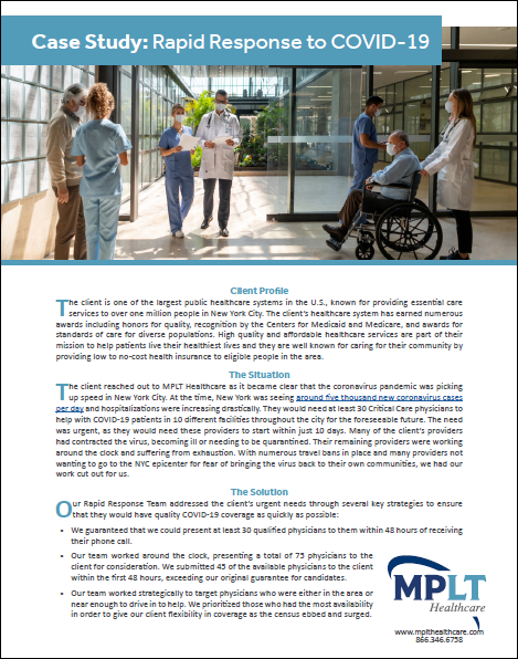 Case Study: Rapid Response to COVID-19 | MPLT Healthcare